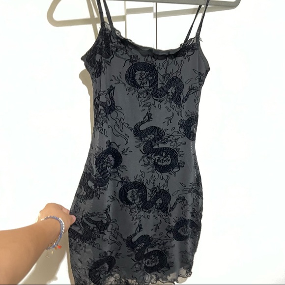 H&M | Dresses | Mesh Dragon Bodycon Dress | Poshmark